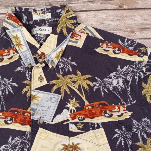 Chereskin | Shirts | Chereskin Xl Hawaiian Shirt Vintage Car Postcard ...